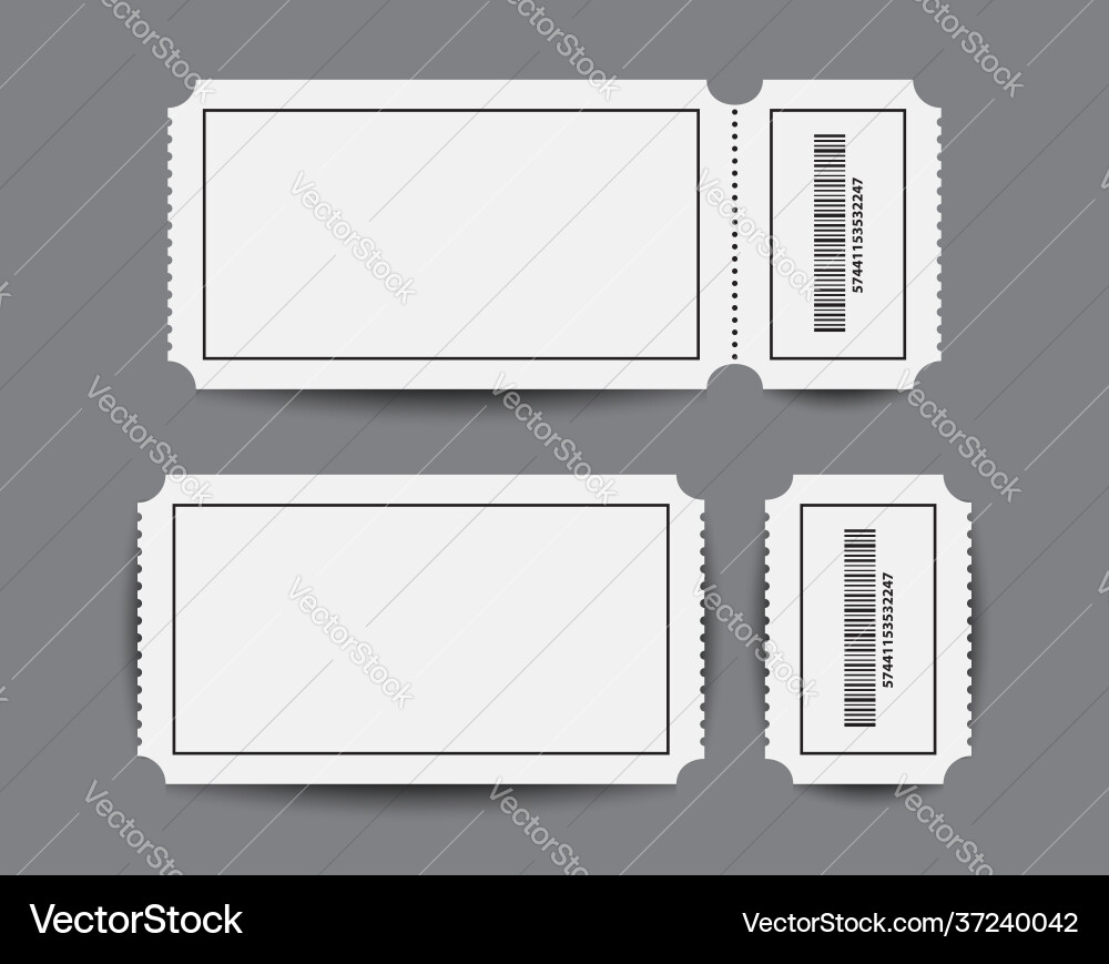 Paper stub ticket templates with two parts Vector Image
