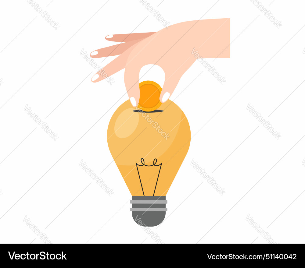 Putting golden coin inside the light bulb Vector Image
