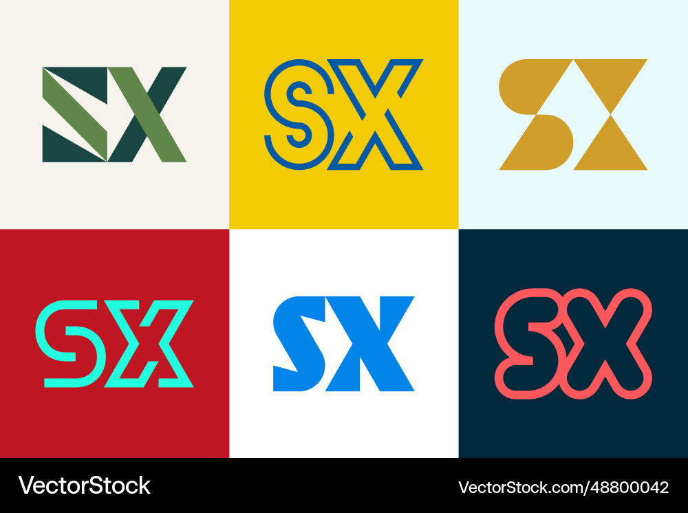 Set of letter sx logos Royalty Free Vector Image