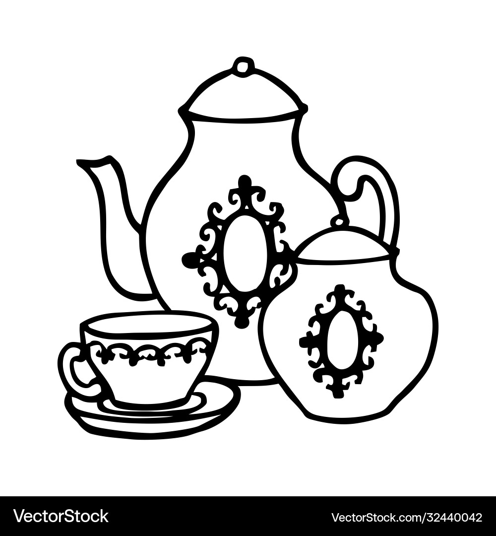 Tea set Royalty Free Vector Image - VectorStock