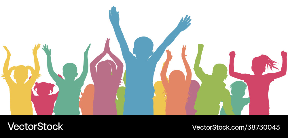 Cheerful Kids Crowd Celebration Royalty Free Vector Image