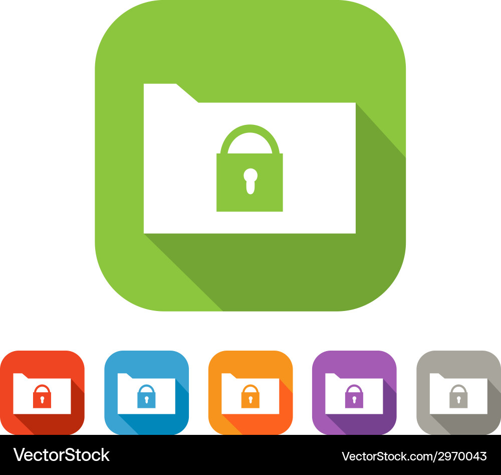 Color set of flat folder with lock Royalty Free Vector Image