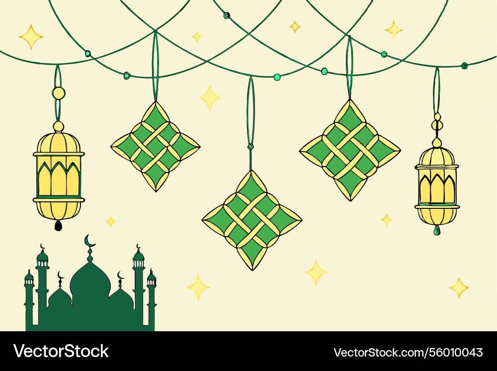 Colorful islamic elements background featuring Vector Image