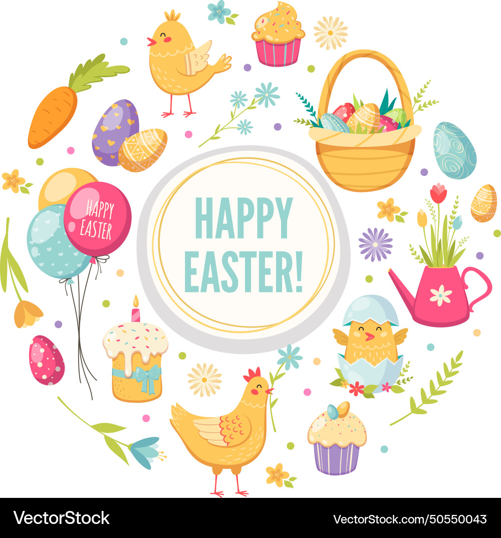 Easter cartoon round concept Royalty Free Vector Image