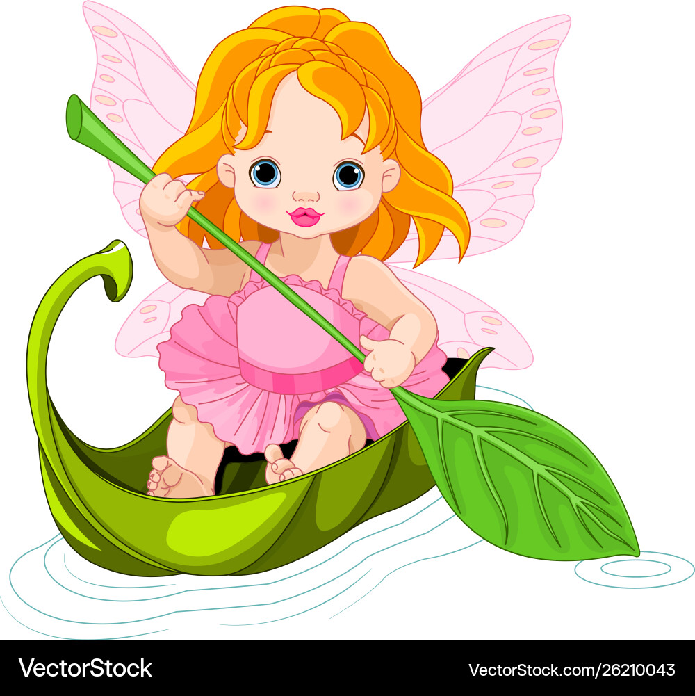 Fairy floats on a boat Royalty Free Vector Image