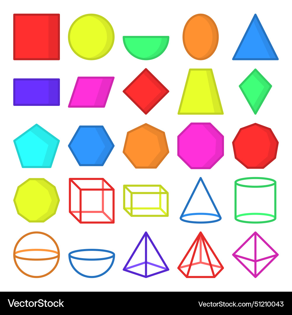 Geometric shapes icon set isolated Royalty Free Vector Image