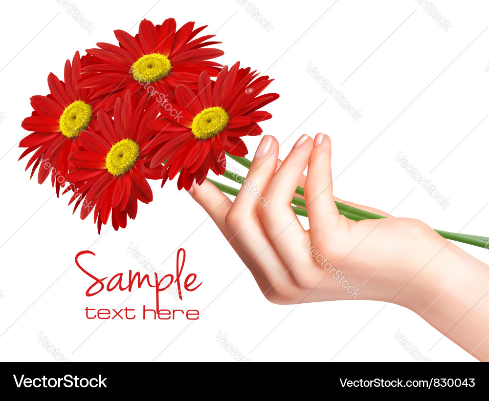 Hand with flowers Royalty Free Vector Image - VectorStock