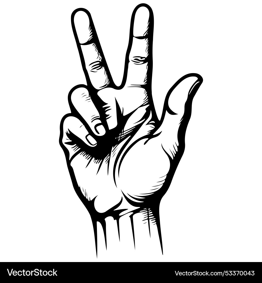 Isolated peace sign engrave hand drawn line Vector Image