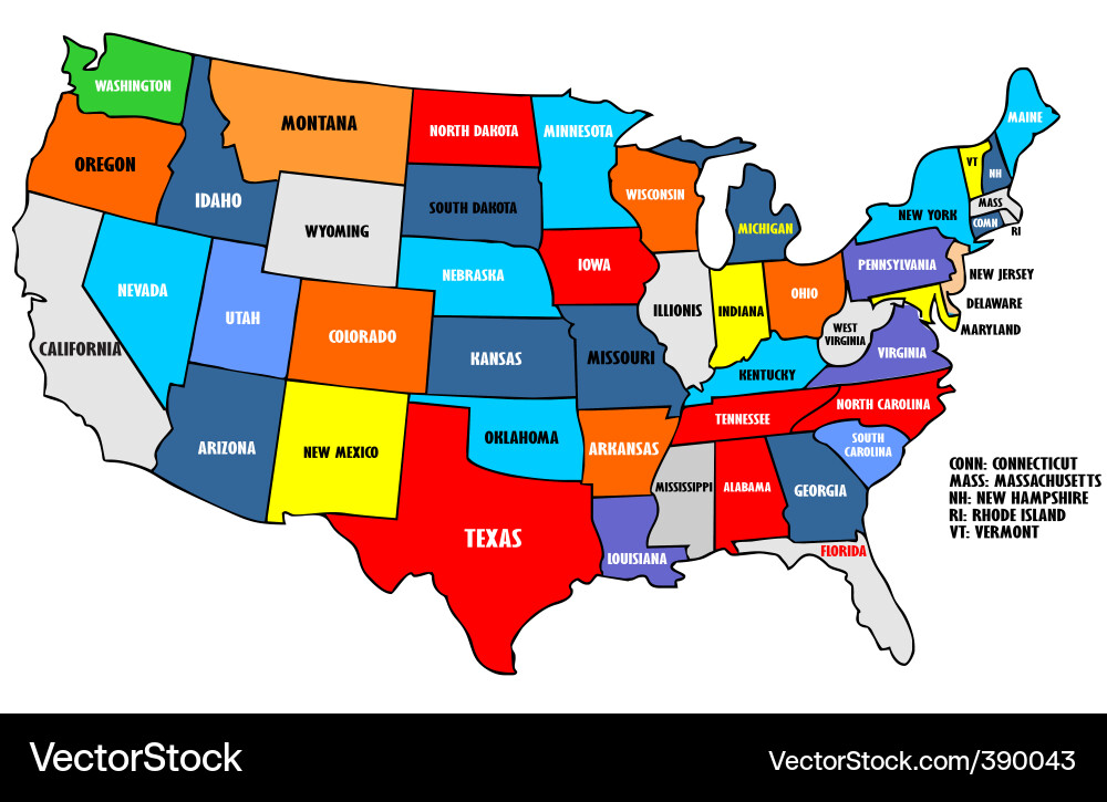 Map of states america Royalty Free Vector Image