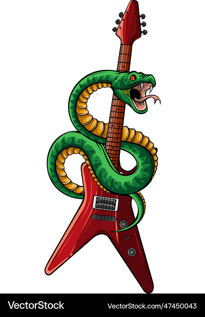 Metal Guitar with Snake Royalty Free Vector Image