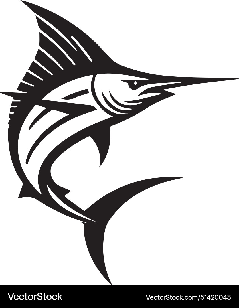 Minimal modern marlin fish Royalty Free Vector Image