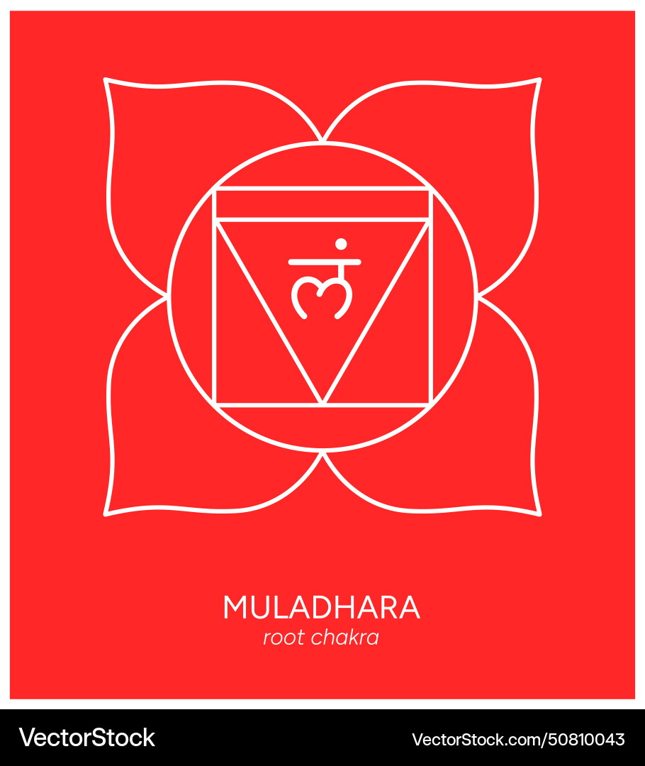 Muladhara root chakra line art symbol Royalty Free Vector