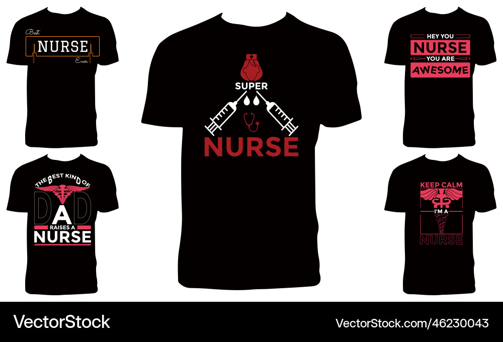 Nurse t shirt design bundle Royalty Free Vector Image