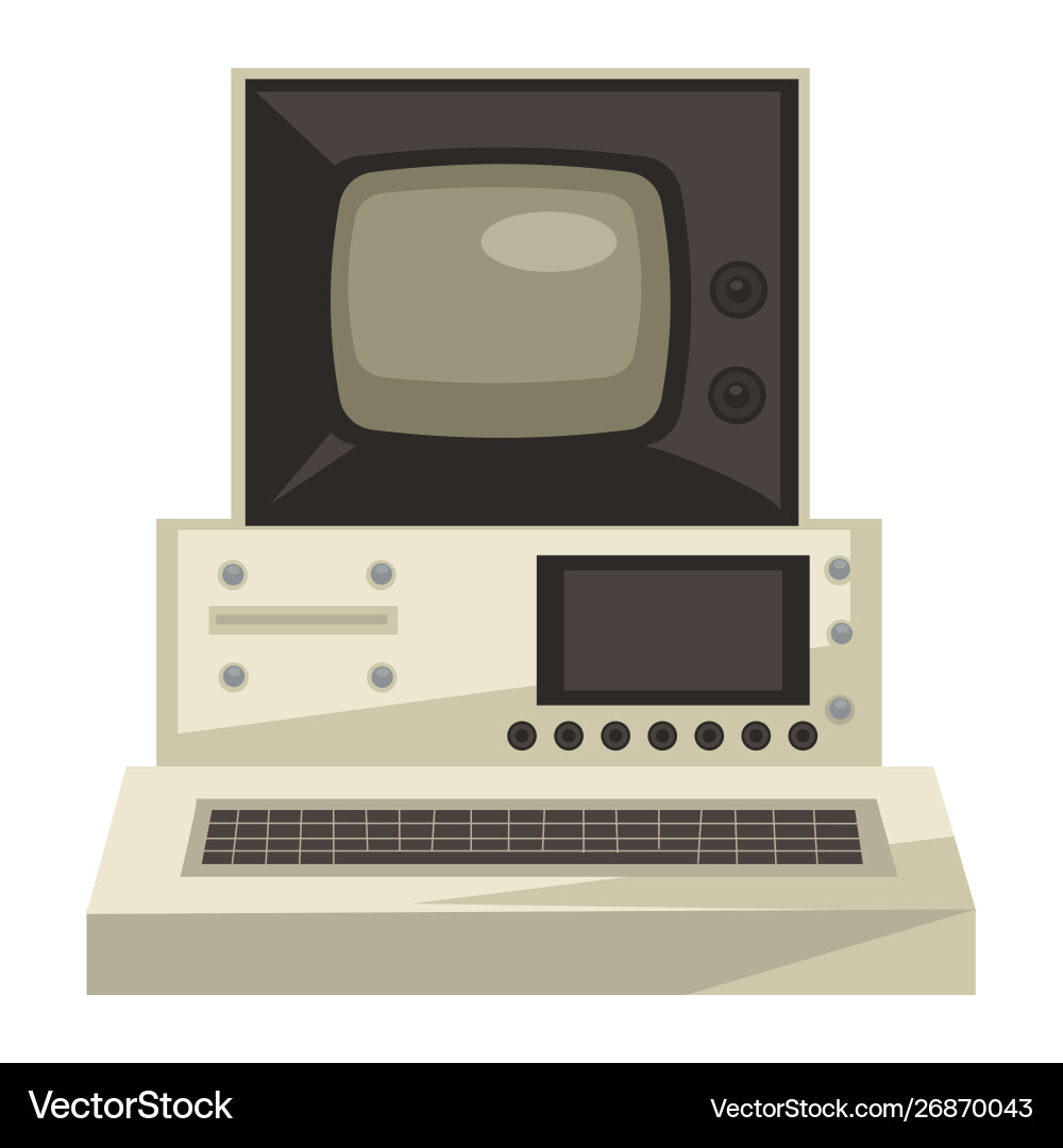 Old computer 70s technologies screen Royalty Free Vector