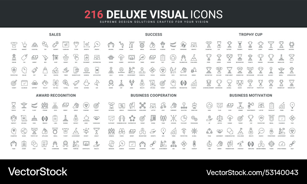 Success and different trophy cups business Vector Image