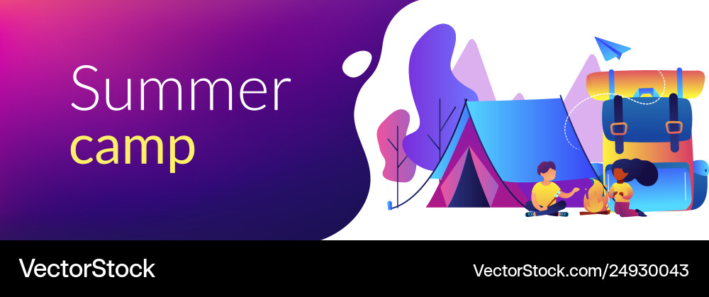 Summer Camp Header Banner Royalty Free Vector Image