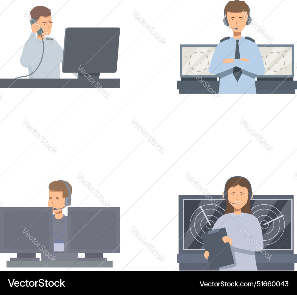 Tech support employee at various stages Royalty Free Vector
