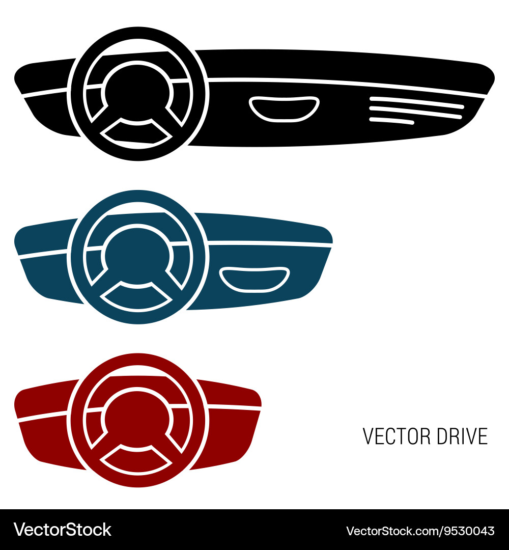 Three icons car dash boards Royalty Free Vector Image