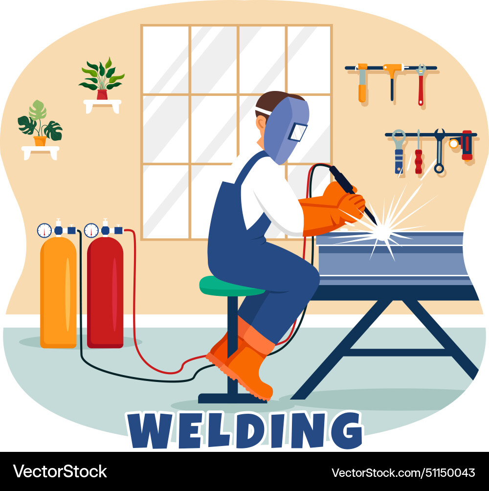 Welding service with professional welder job weld Vector Image