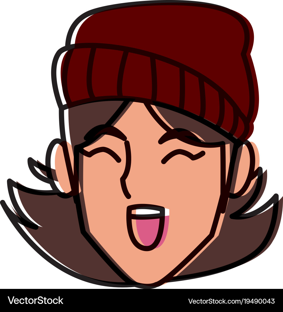 Woman face smiling cartoon Royalty Free Vector Image