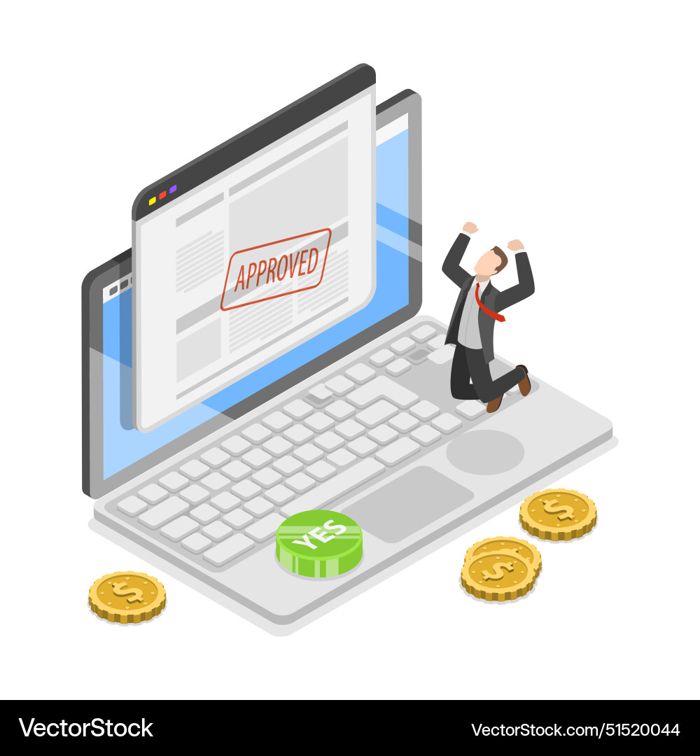 3d isometric flat of personal loan Royalty Free Vector Image