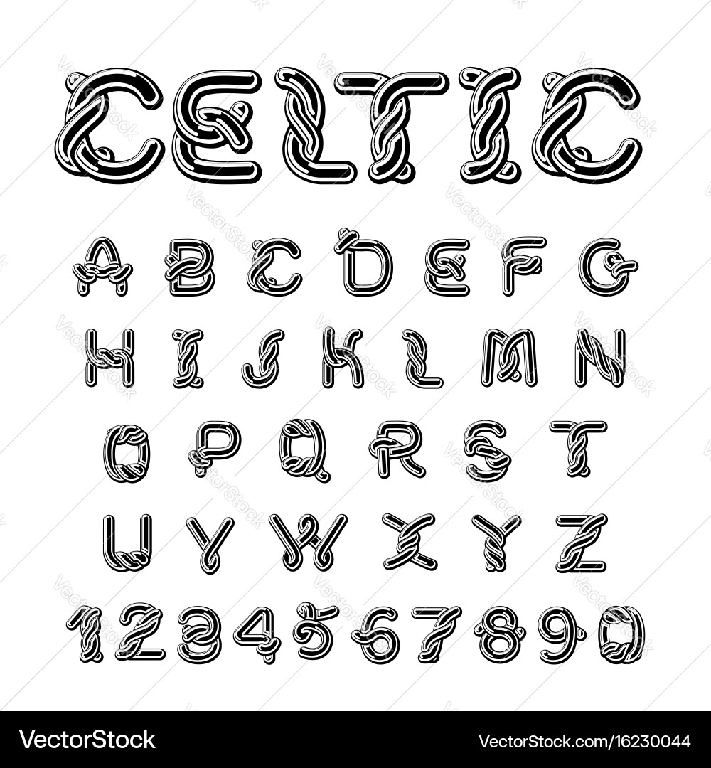 Celtic font norse medieval ornament abc Royalty Free Vector