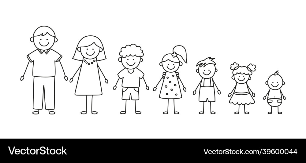 Mother and Children Stick Figure Vector Images (over 280)