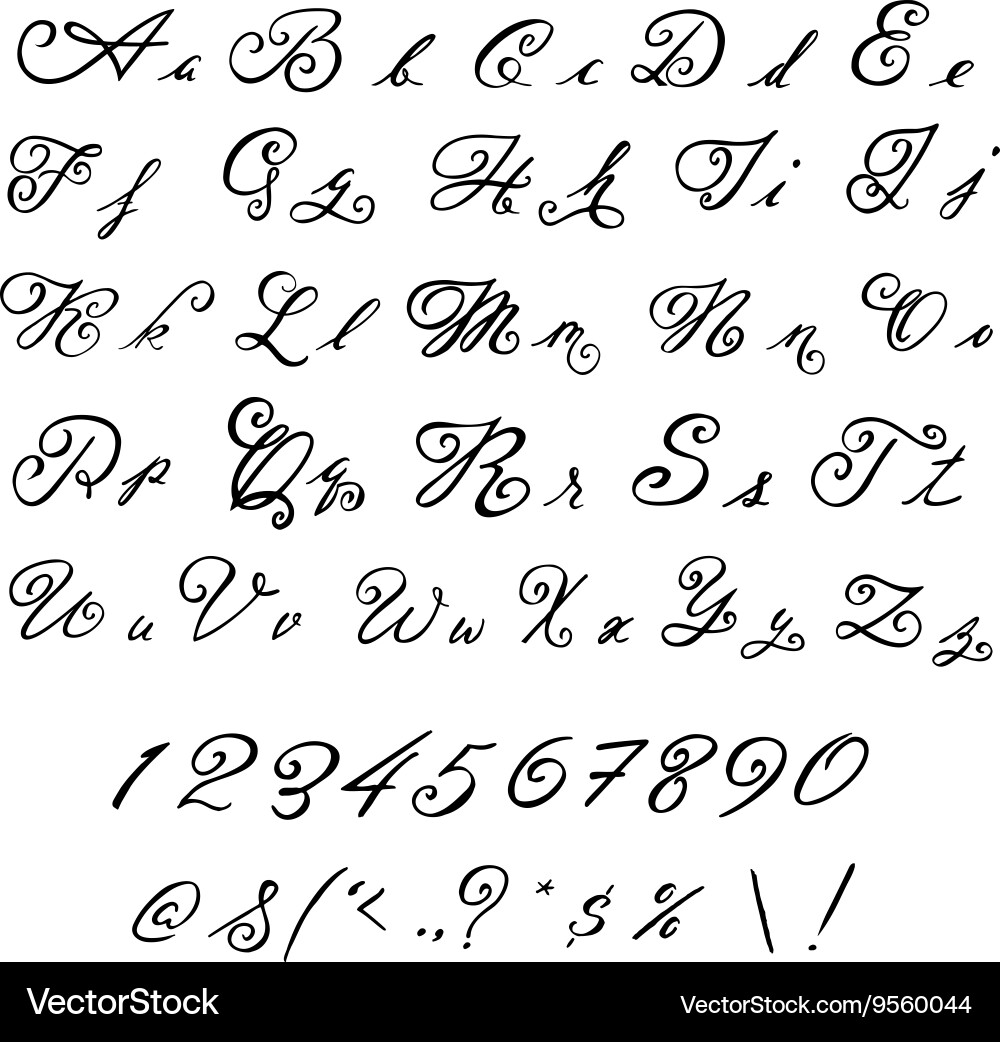 Elegant black font vintage letters Royalty Free Vector Image