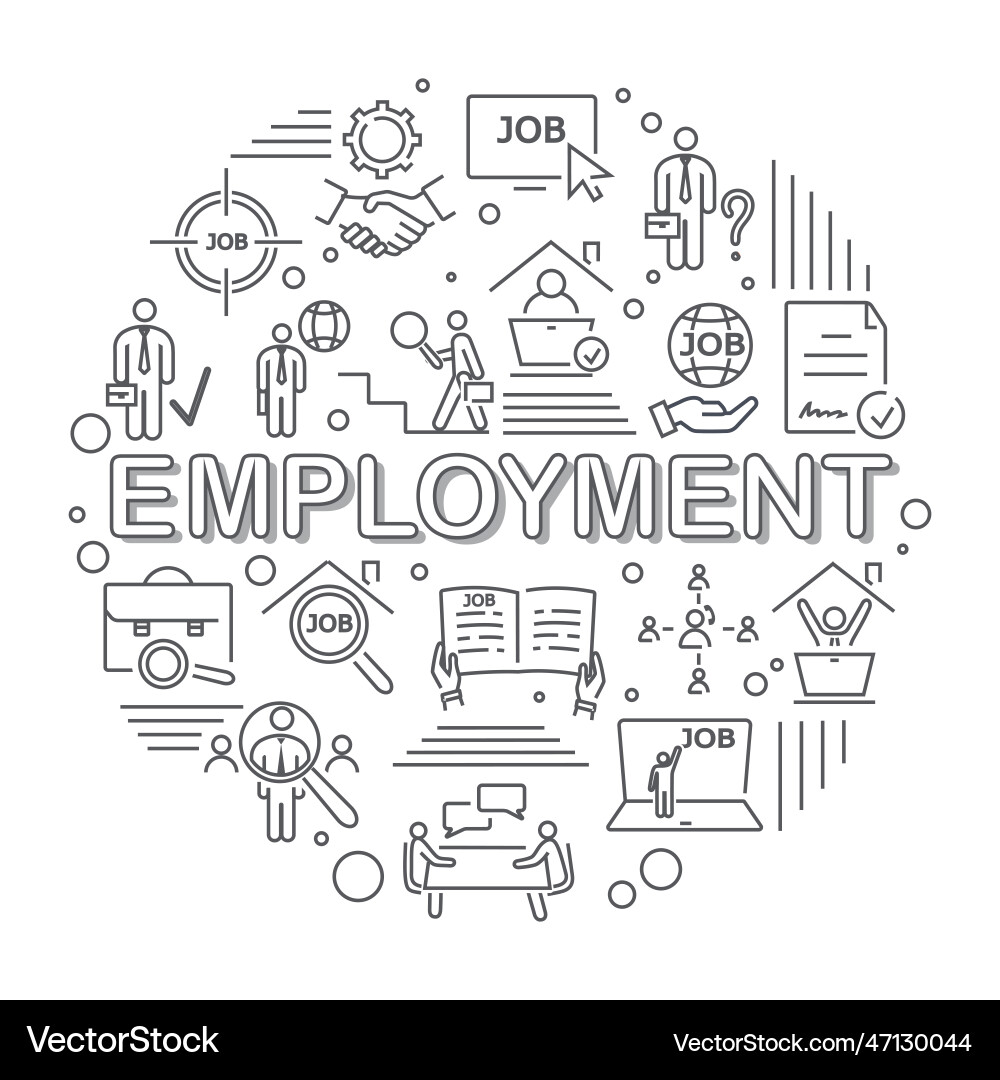 Employment Line Icons Royalty Free Vector Image