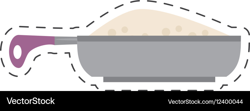 Frying pan kitchen and cooking utensils cut line Vector Image