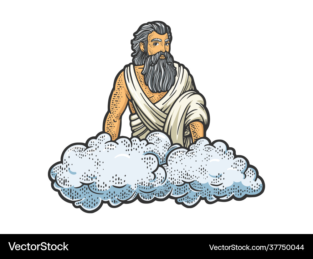 God on cloud sketch Royalty Free Vector Image - VectorStock