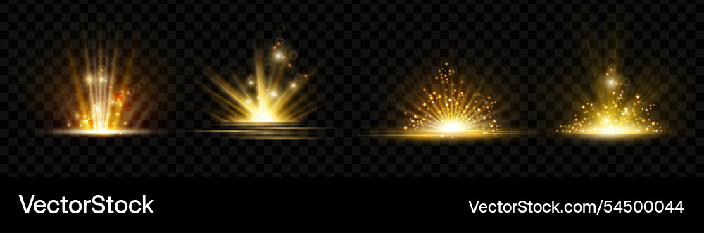 Gold horizontal Burst-Effekt mit Strahlen und Pulver