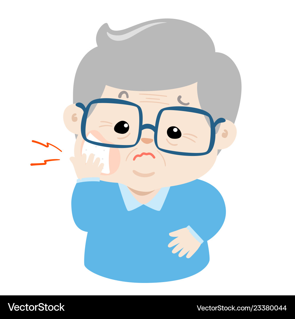 Grandpa having toothache cartoon Royalty Free Vector Image