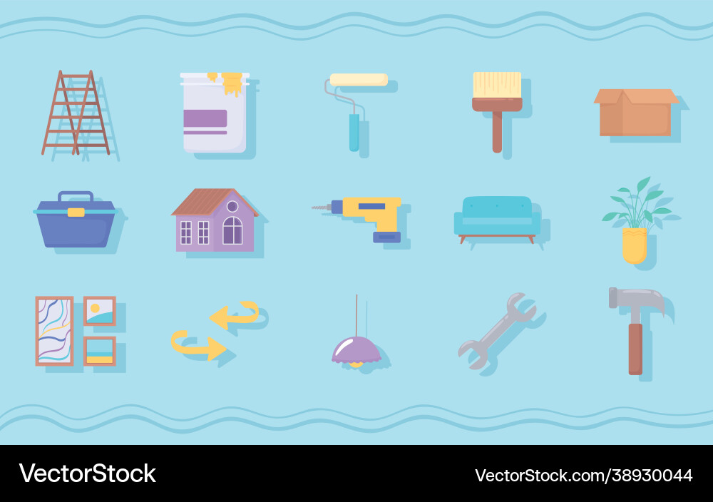 Home improvement icons Royalty Free Vector Image