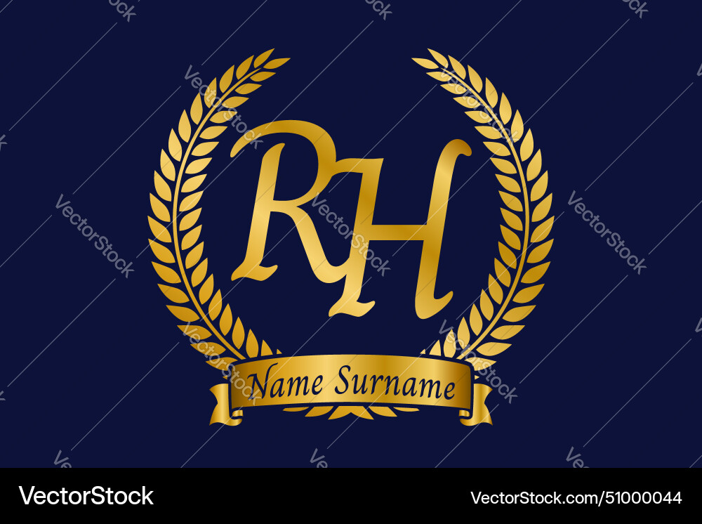 Initial letter r and h rh monogram logo design Vector Image