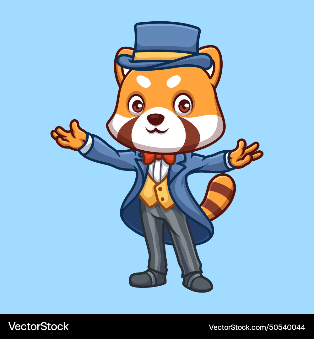 Magician red panda cute cartoon Royalty Free Vector Image