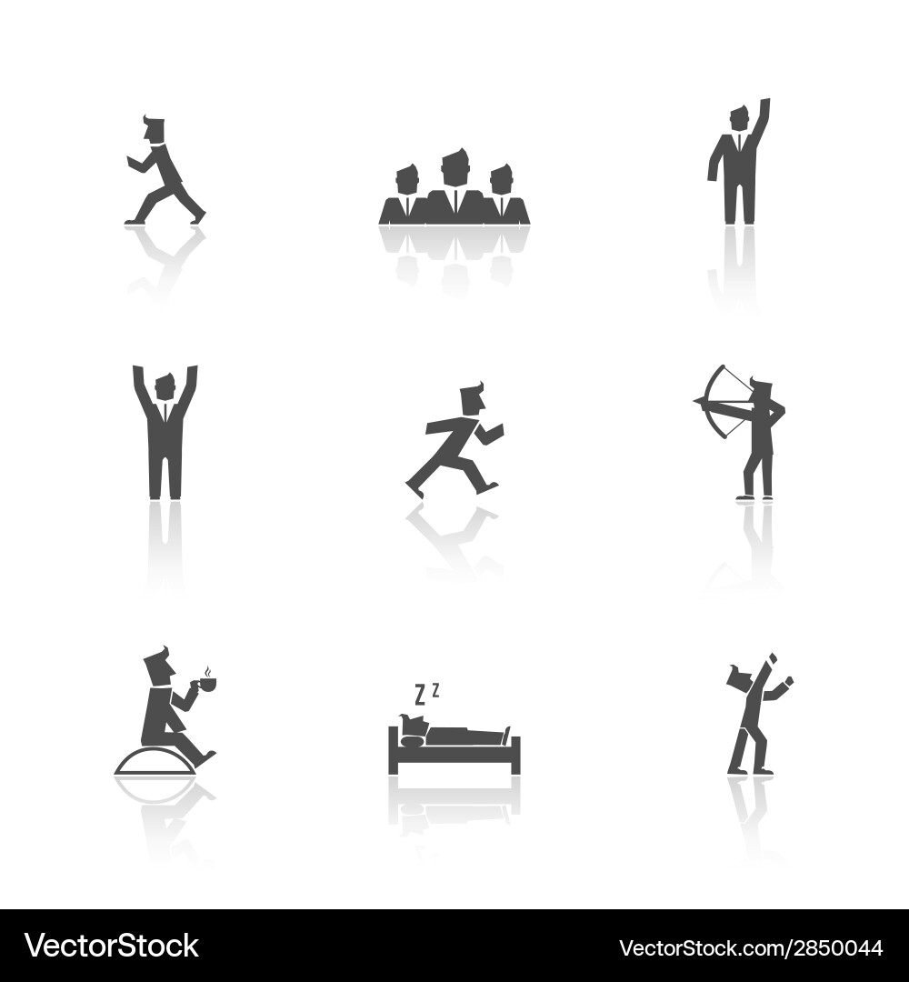 Man action icons set Royalty Free Vector Image