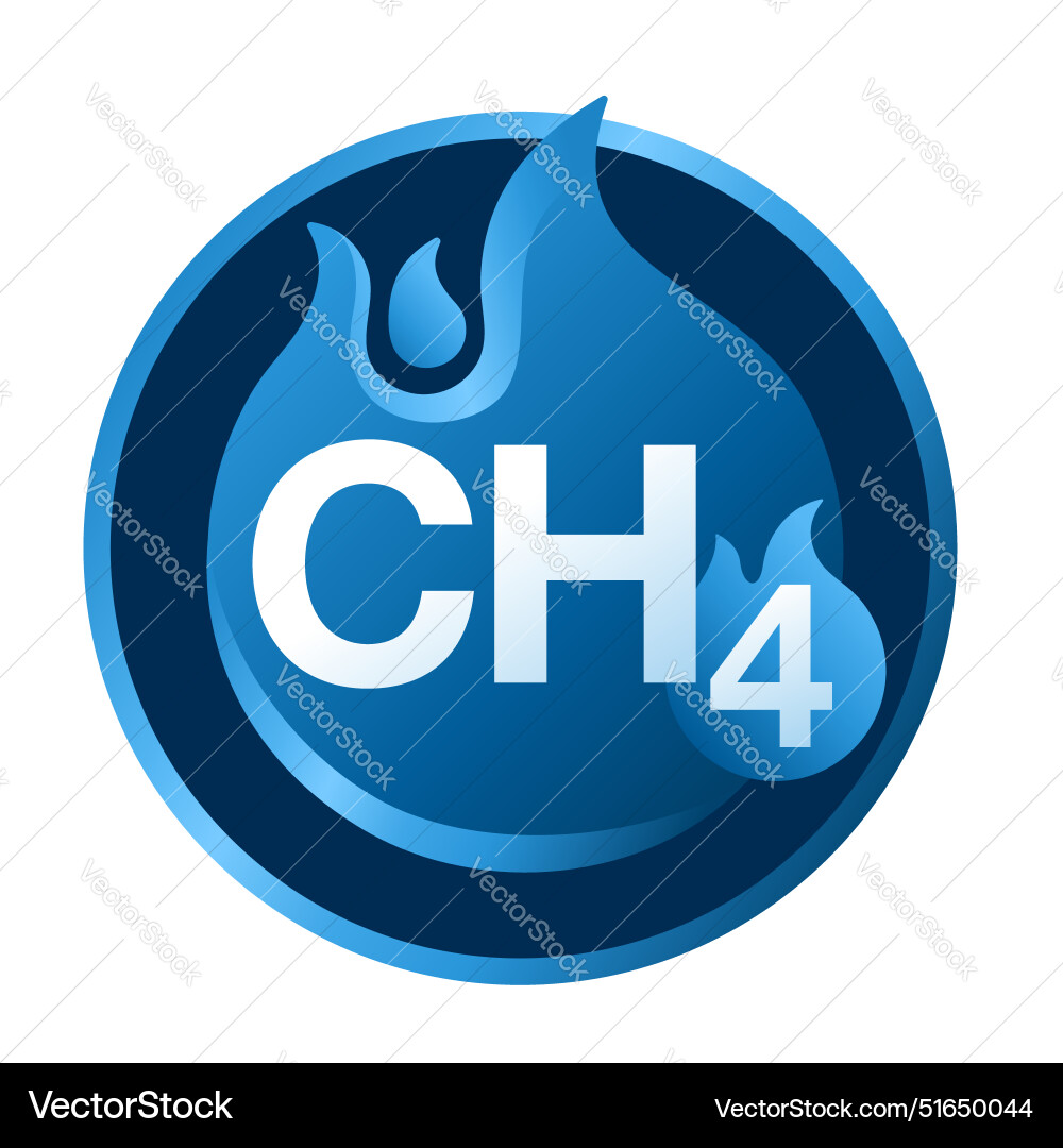 Methane icon - natural gas with formula ch4 Vector Image