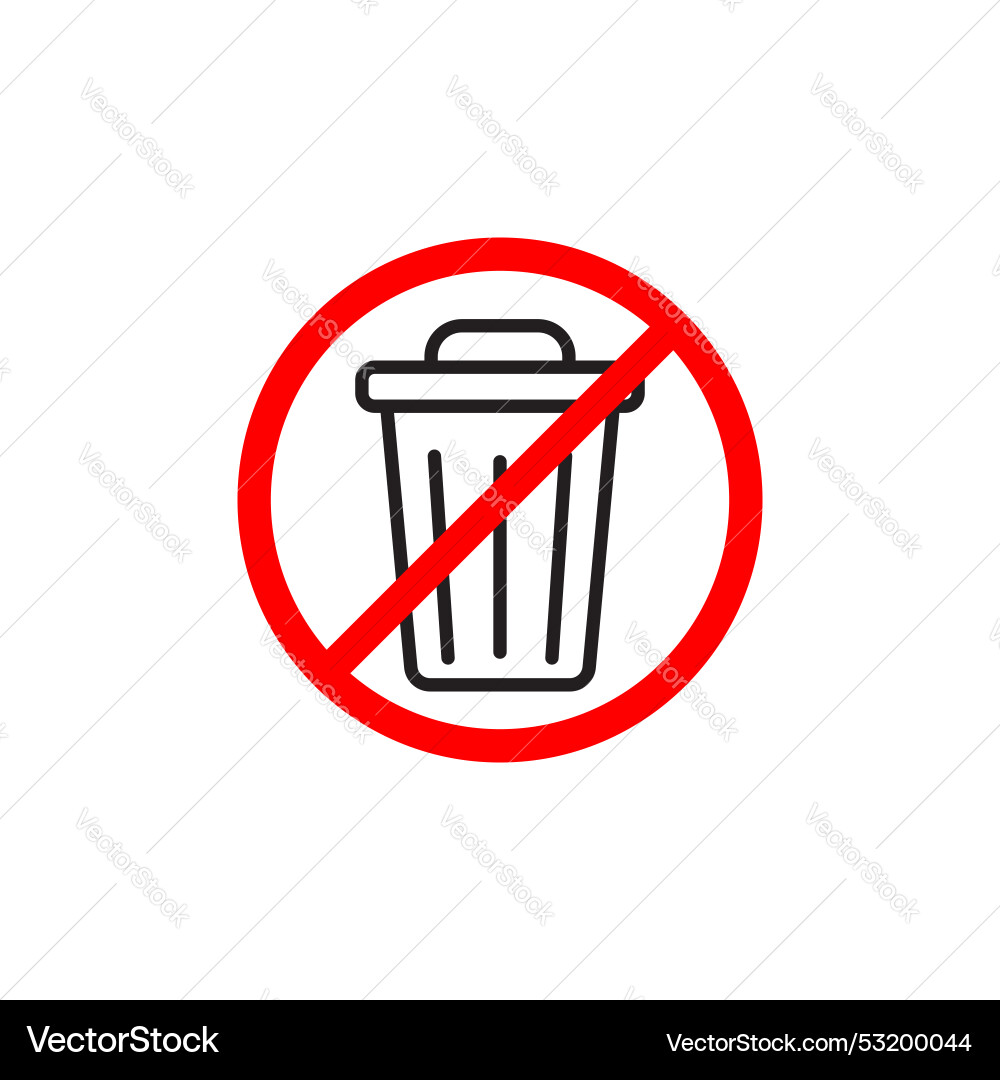 No trash sign icon set ban on littering Royalty Free Vector