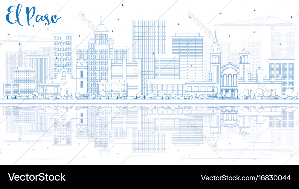 Outline el paso skyline with blue buildings Vector Image