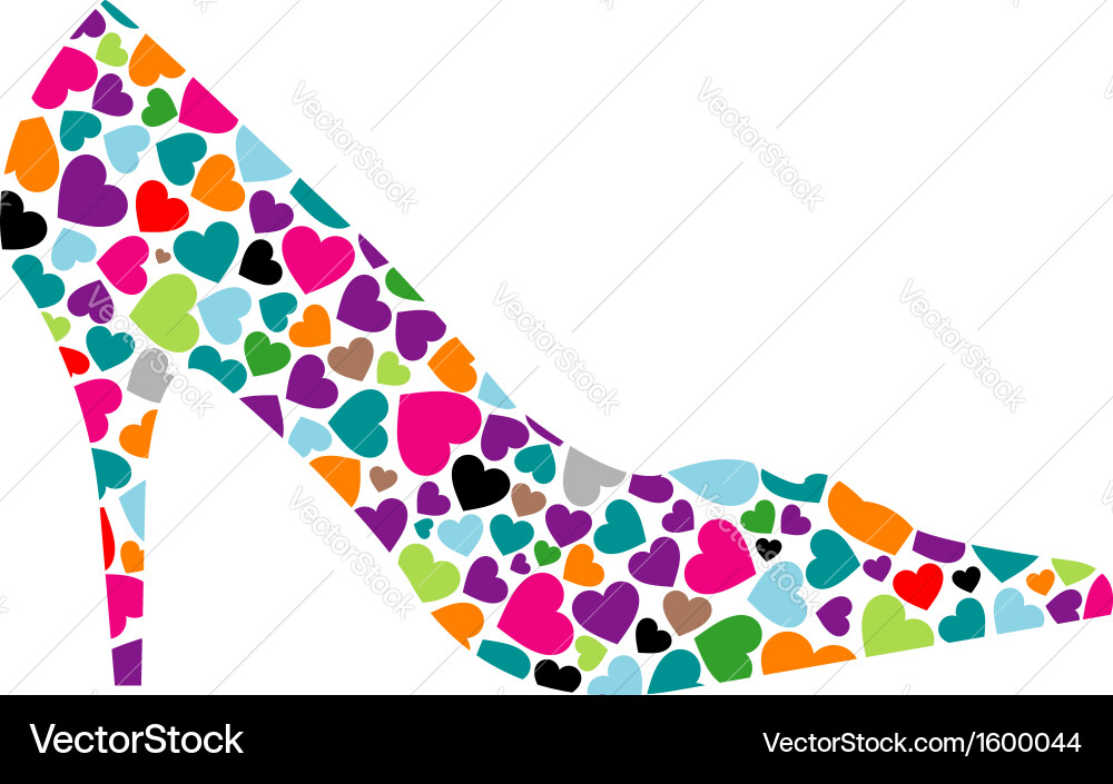 Shoe with hearts Royalty Free Vector Image - VectorStock