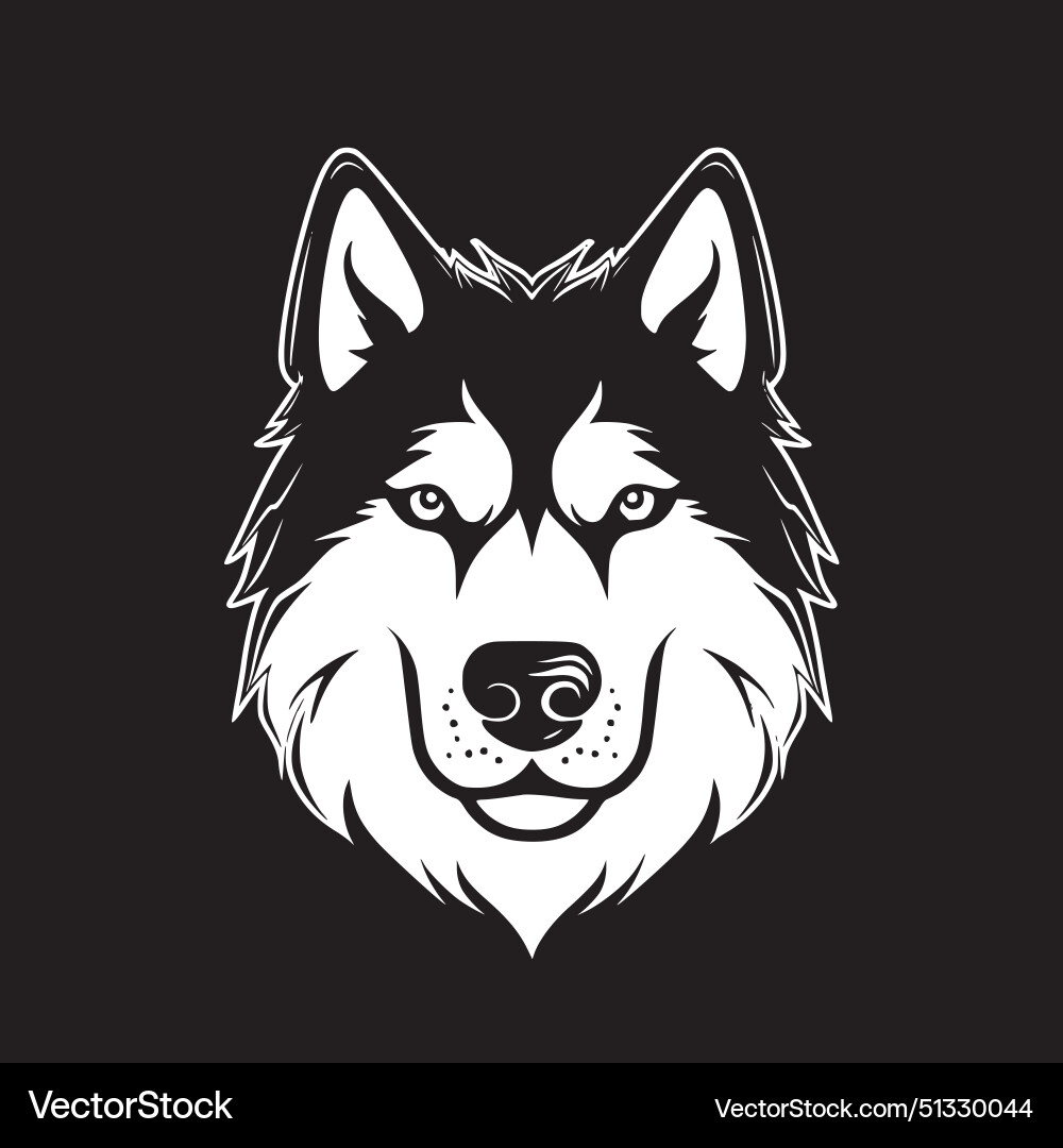 Siberian husky - black and white isolated icon Vector Image