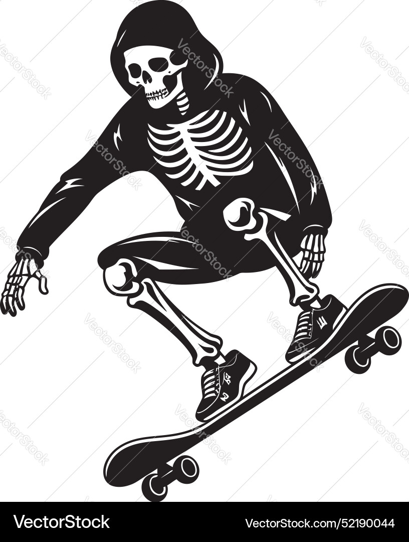 Skully skater skateboard skeleton design bone Vector Image