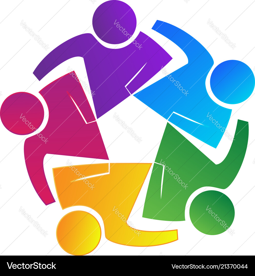 Teamwork-Personen arbeiten zusammen Logo Vektorbild