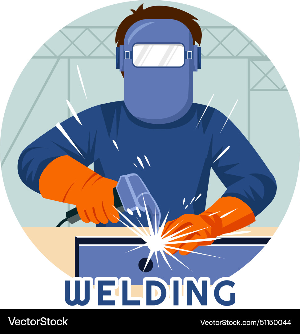 Welding service with professional welder job weld Vector Image