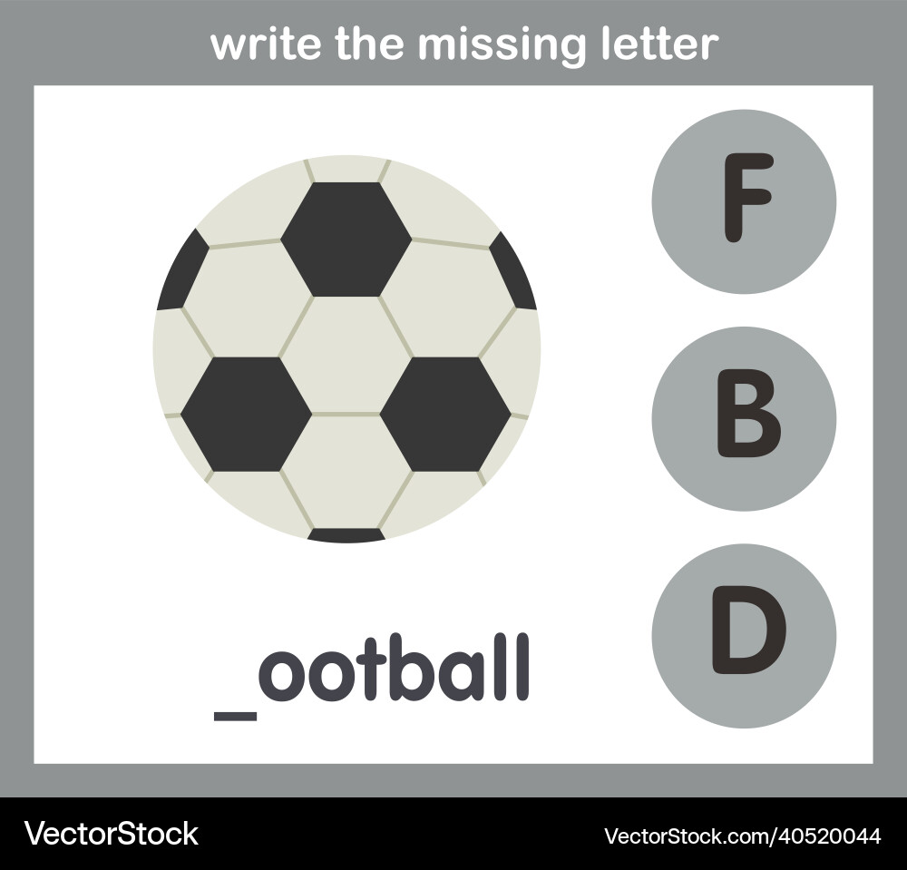 Write the missing letter Royalty Free Vector Image