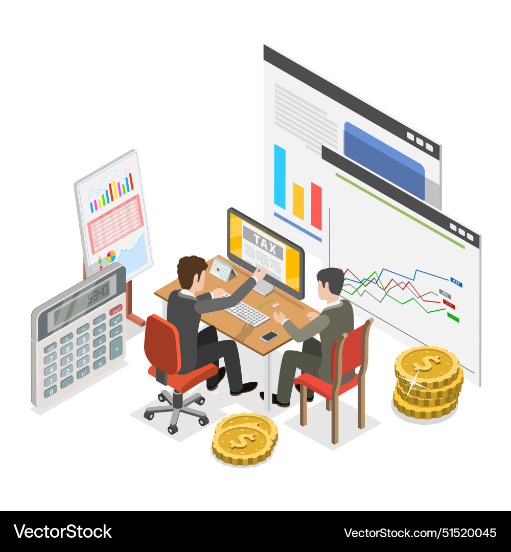 3d isometric flat of business Royalty Free Vector Image