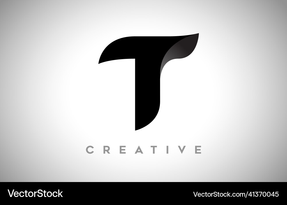 Black letter t logo design with minimalist Vector Image