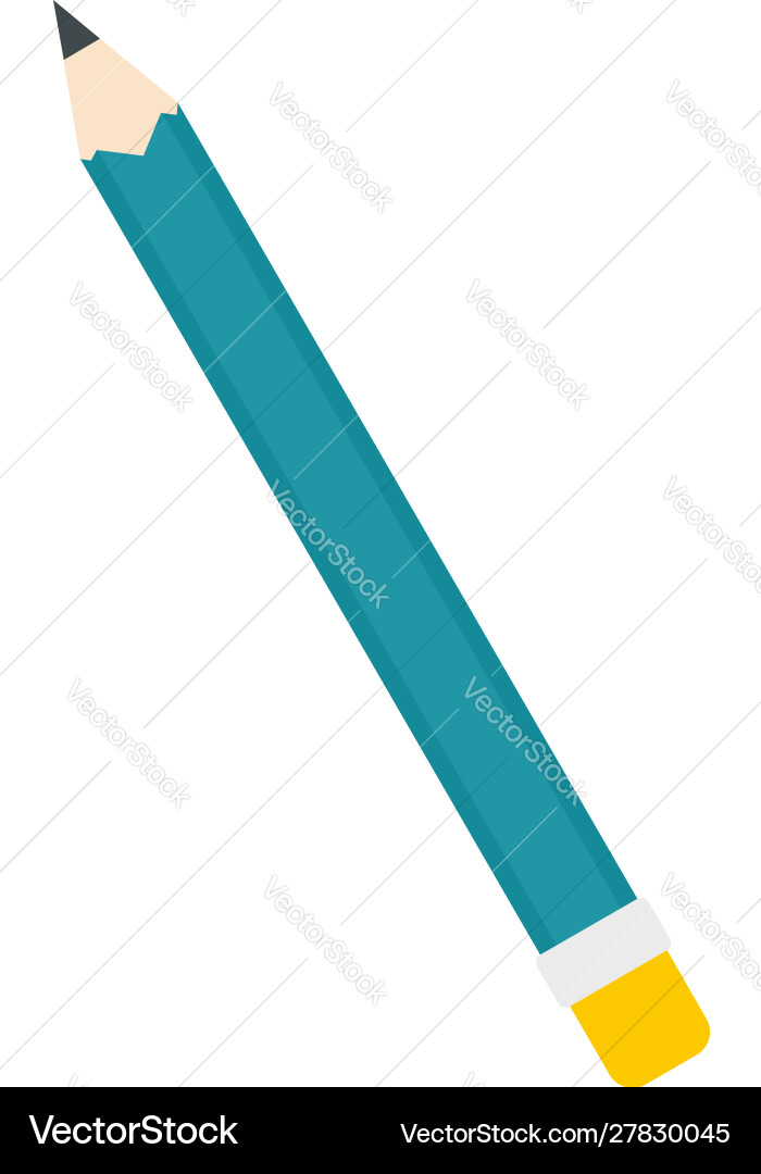 Blue pencil icon flat style Royalty Free Vector Image