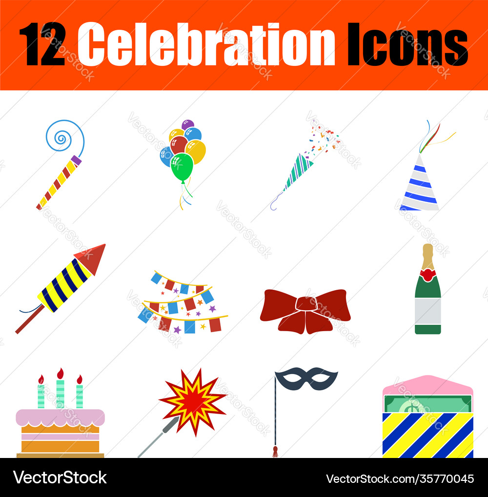Celebration icon set Royalty Free Vector Image